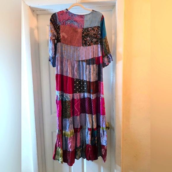 EARTHBOUND | Dresses | Earthbound Patchwork Tiered Maxi Dress ...